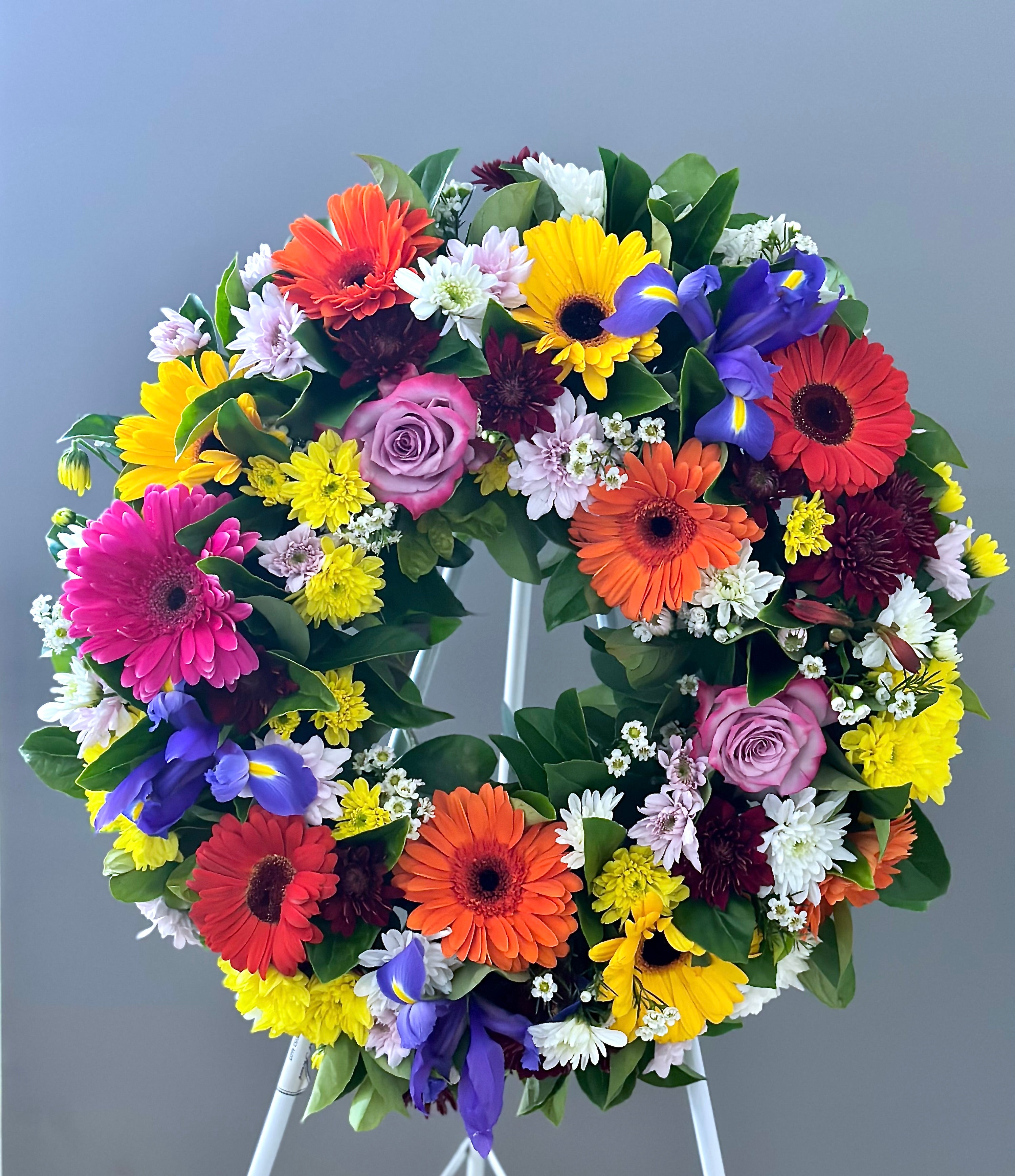 Colourful Round Funeral Wreath - Default Title
