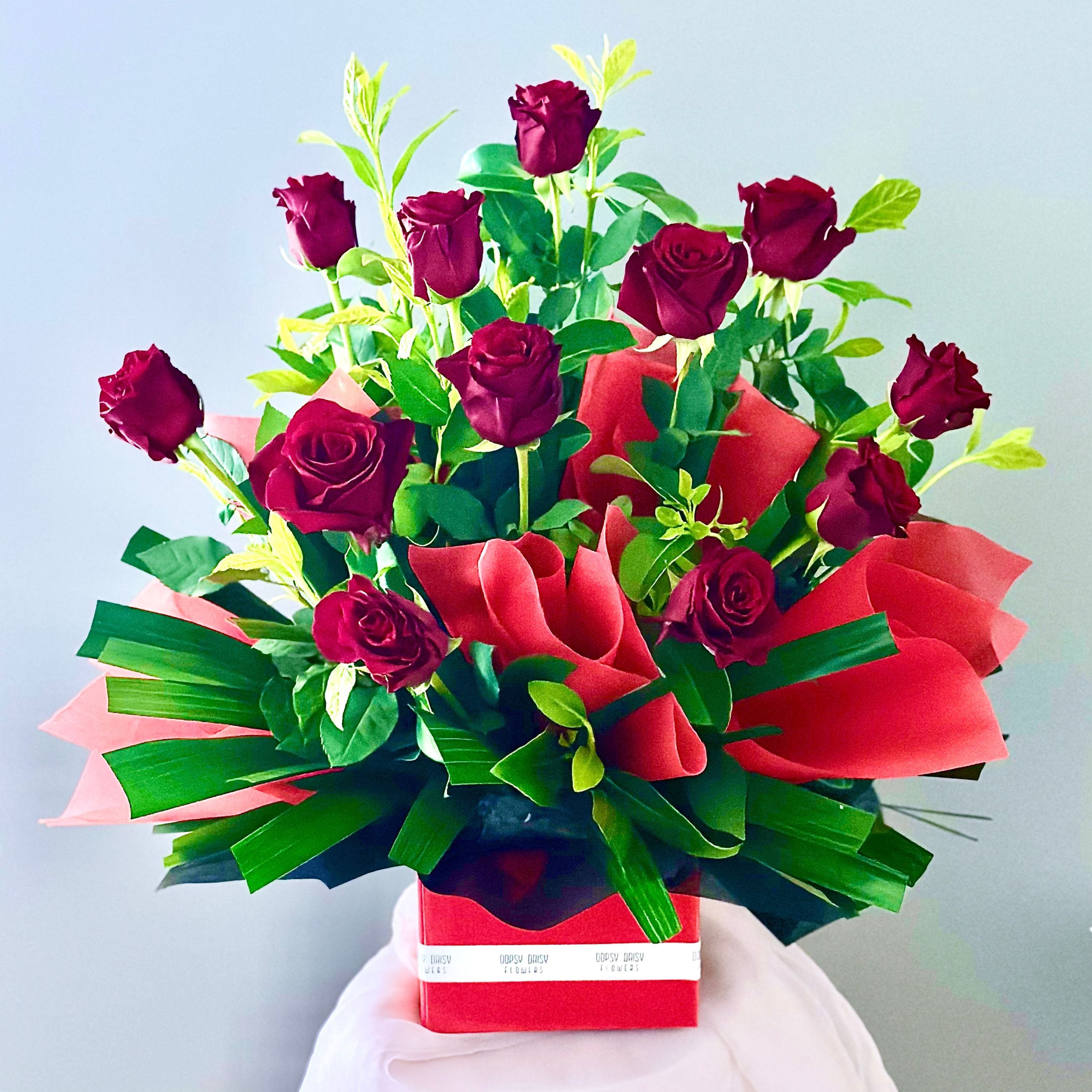 Dozen Red Roses Arrangement - Love Love Love Red Roses Box - Default Title